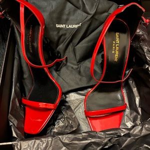 Yves Saint Laurent | Shoes | Saint Laurent Red Ysl Opyum Ankle Strap ...